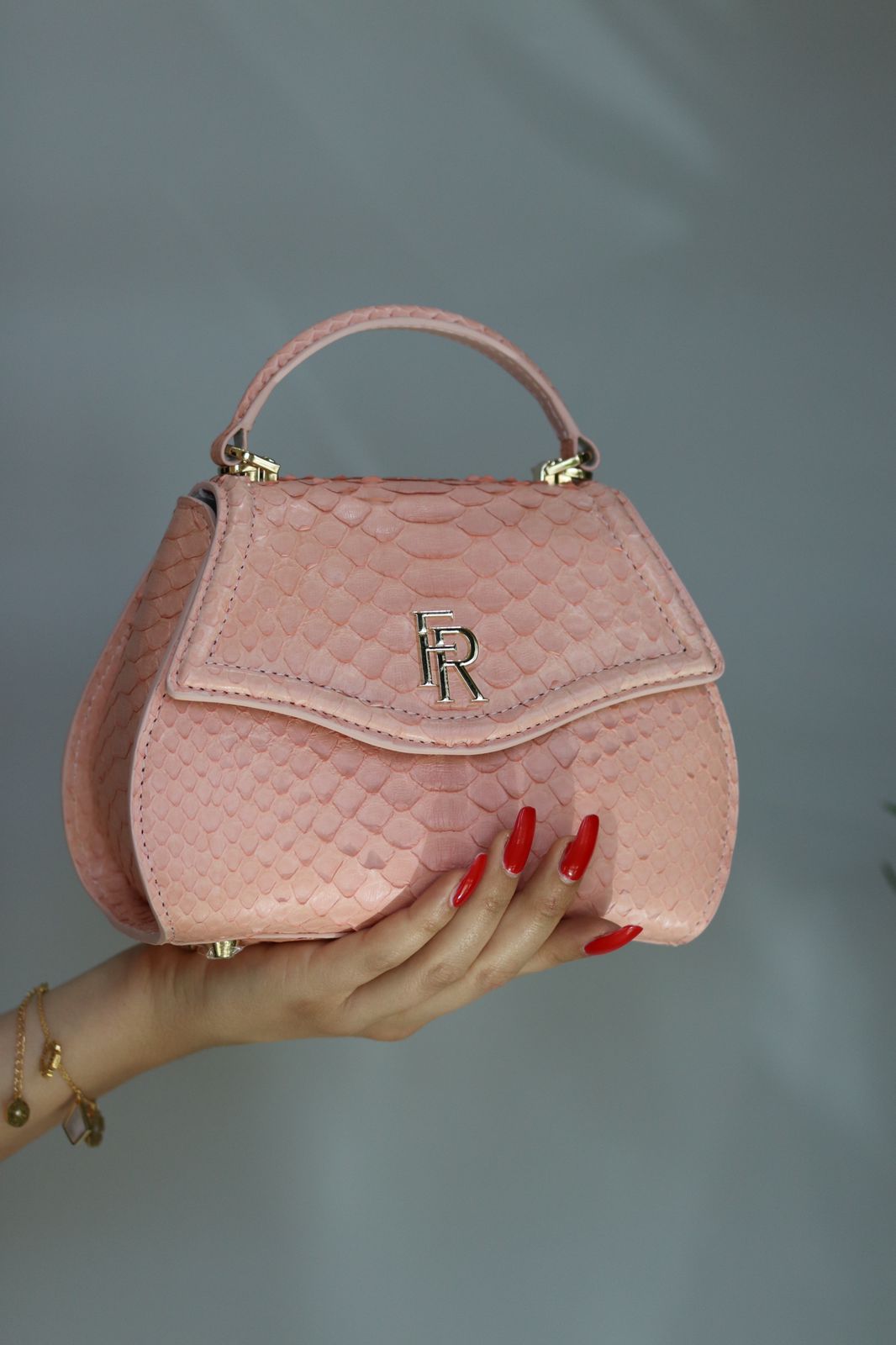 Python Pink Color Luxury Leather Bag | Tektaak jewellery