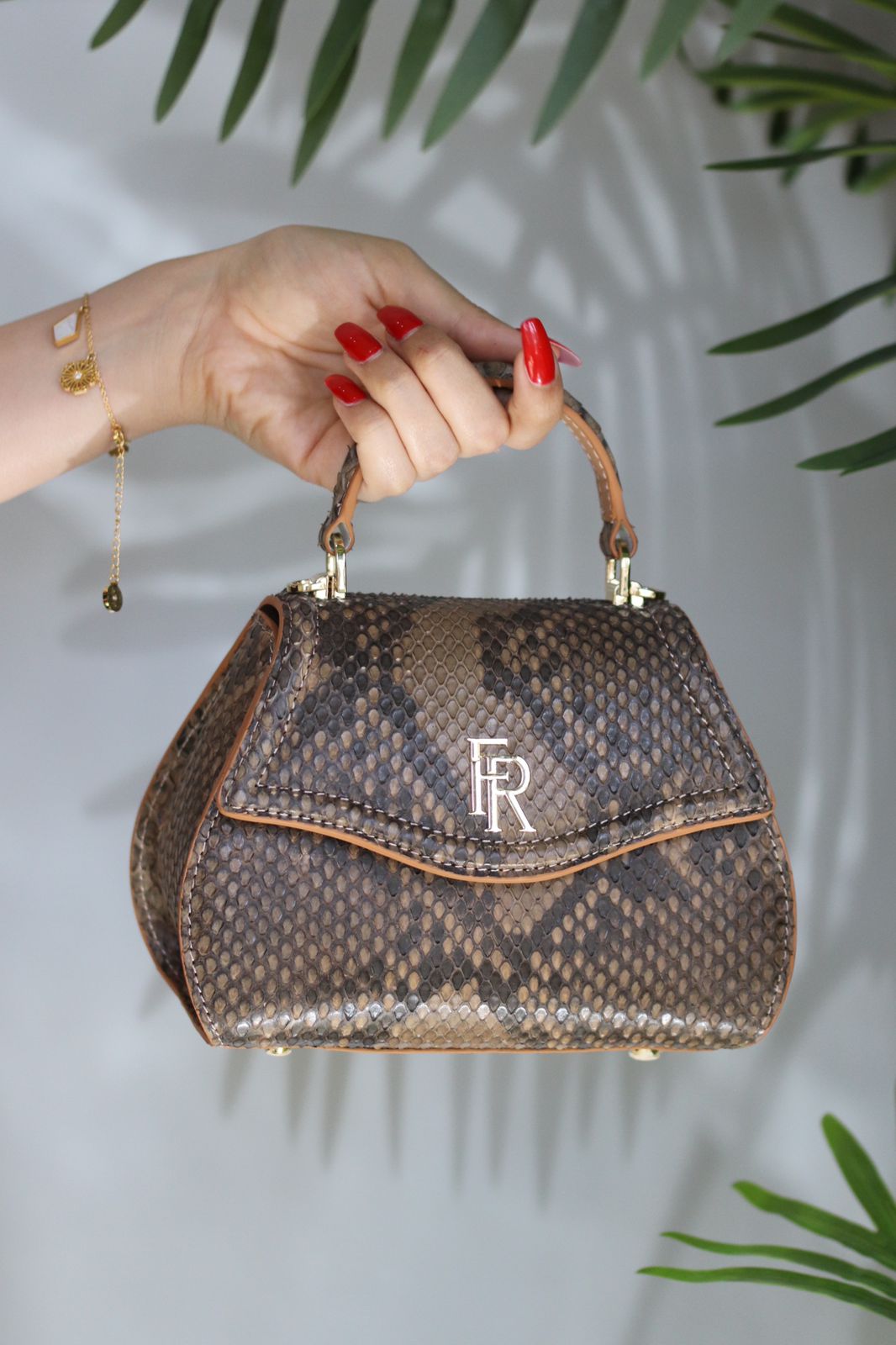 Python Brown Color Luxury Leather Bag | Tektaak jewellery