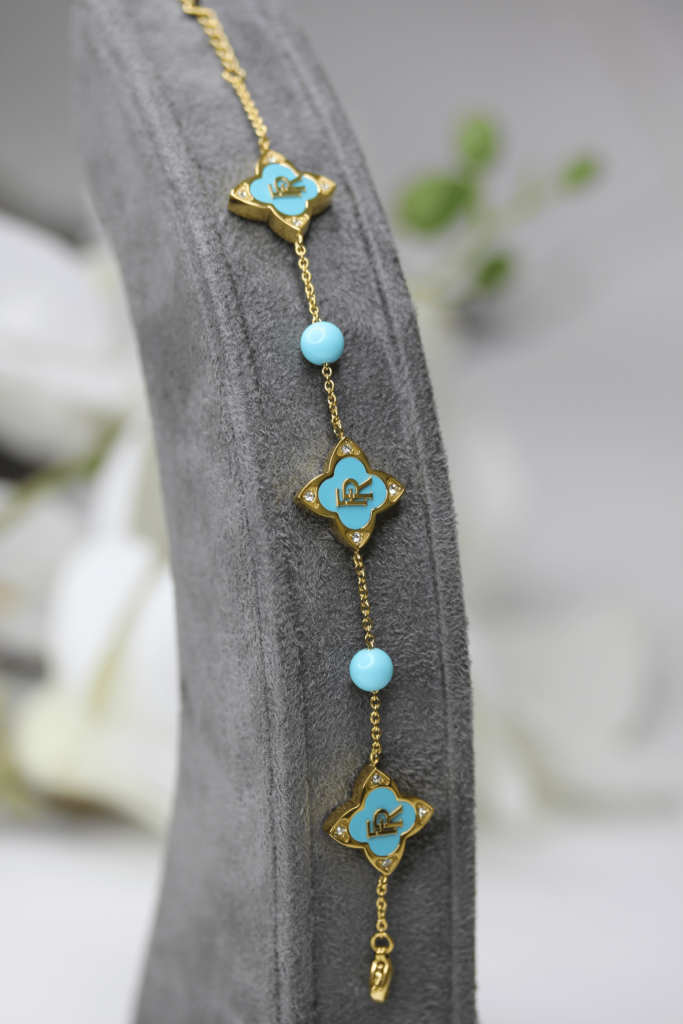 FR Eid Collection Bracelet Gold Light blue | Tektaak jewellery